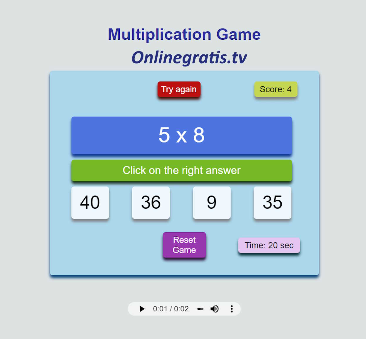 Juegos de multiplicar online gratis